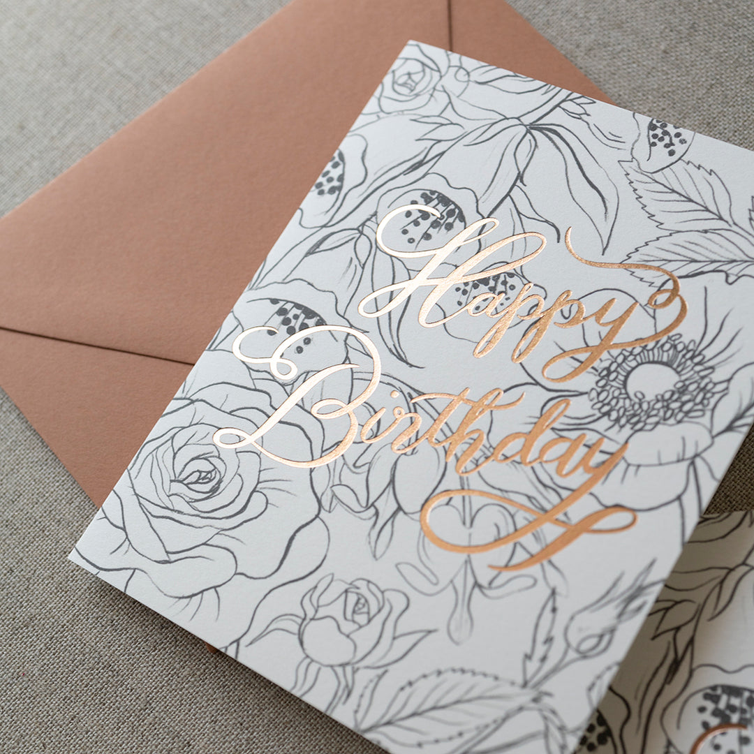 Botanical Sketch Happy Birthday Greeting Card – PARK STORY